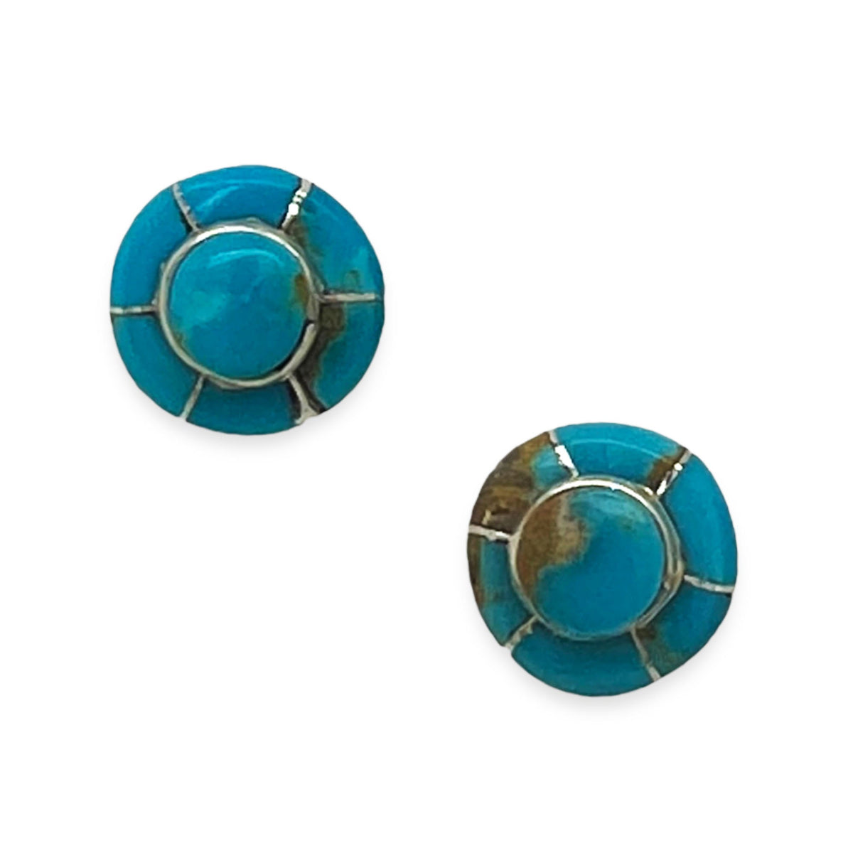 Genuine Royston Turquoise Earrings, Sterling Silver, Authentic Native ...