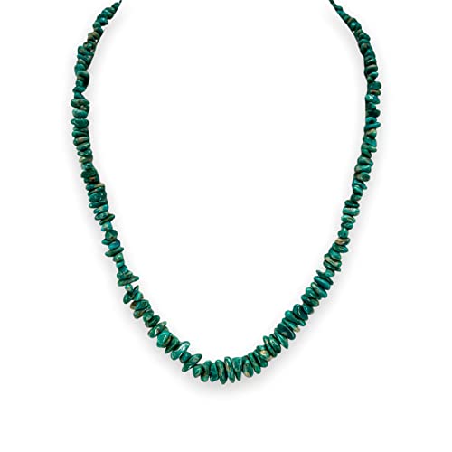 20 inch Genuine Cripple Creek Turquoise Necklace, Sterling Silver, Nav ...