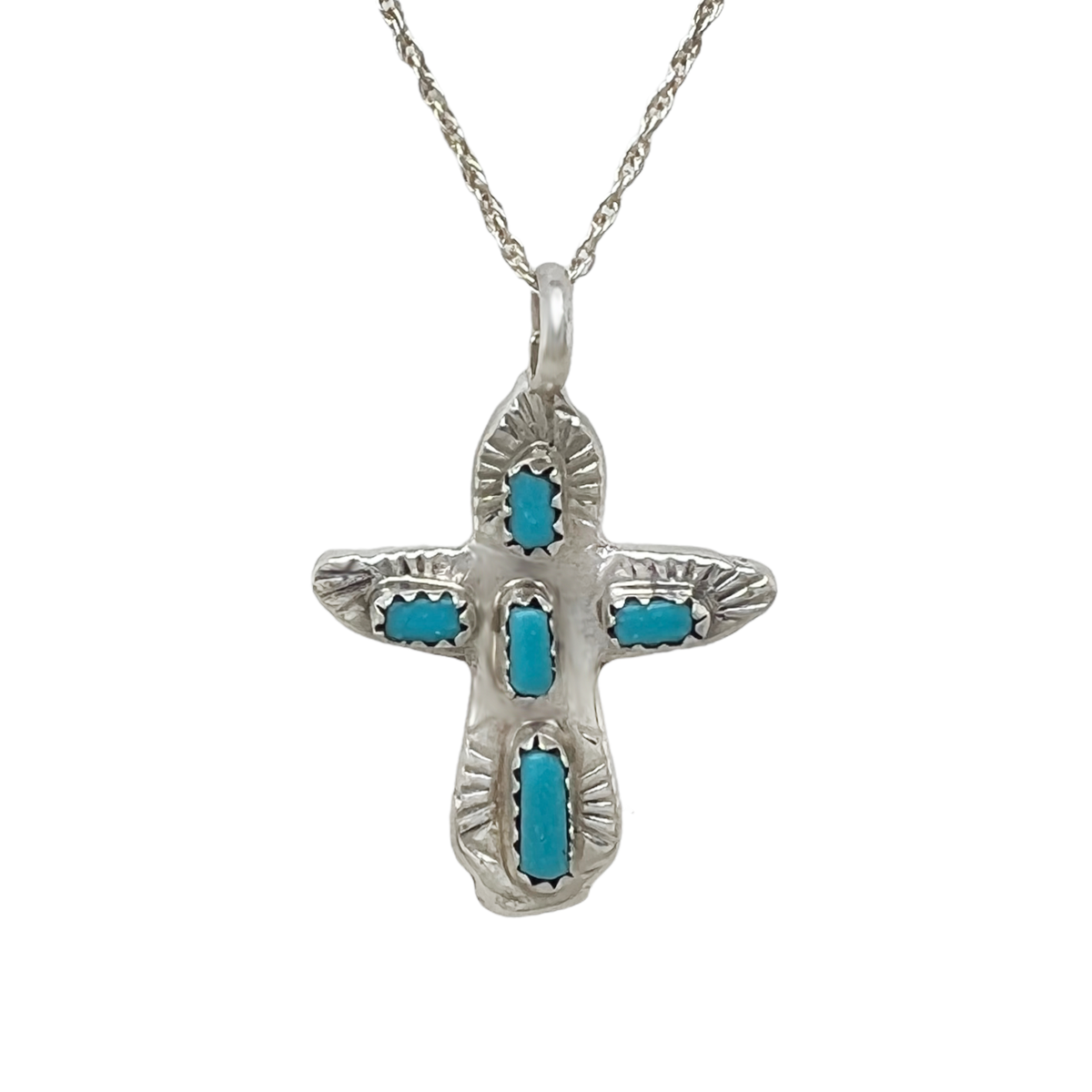 Genuine Sleeping Beauty Turquoise Cross Pendant in 925 Sterling Silver ...