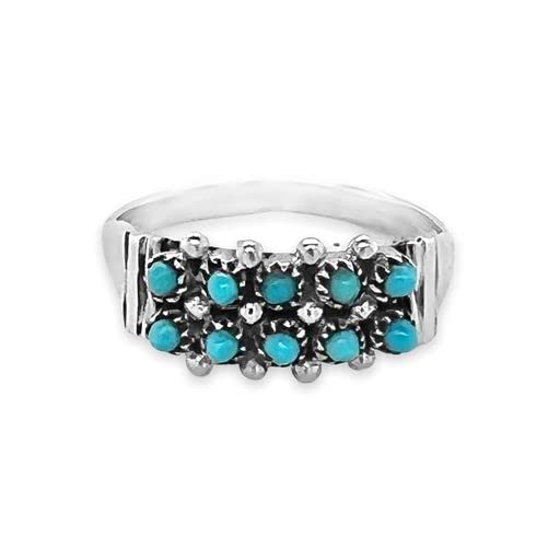 Genuine Sleeping Beauty Turquoise Band Ring, Sterling Silver, Authenti ...